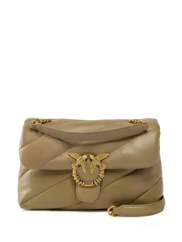 Pinko Love Birds Quilted Shoulder Bag - Neutrals