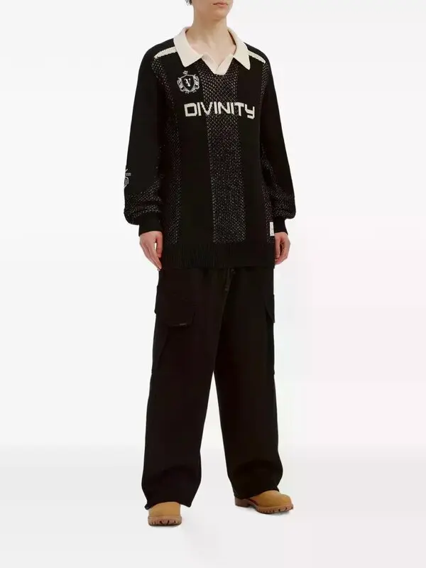 FIVE CM Logo-intarsia Open-collar Sweater