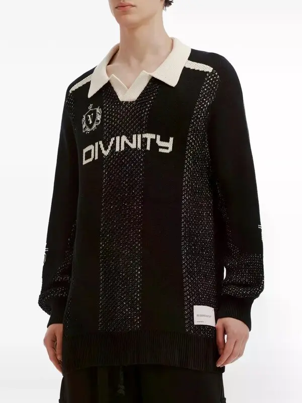 FIVE CM Logo-intarsia Open-collar Sweater