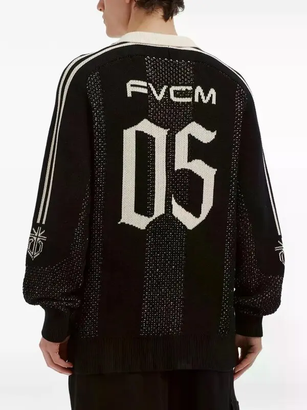 FIVE CM Logo-intarsia Open-collar Sweater