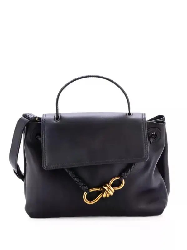 Bottega Veneta Ciao Ciao Top Handle Bag Leather With Intrecciato Detail Small Satchel - Black