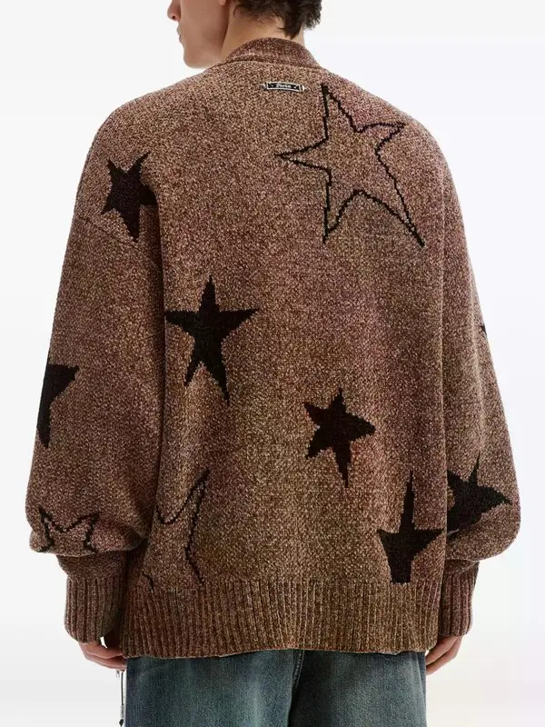FIVE CM Star Intarsia Zip-up Cardigan