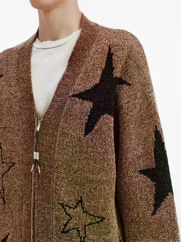 FIVE CM Star Intarsia Zip-up Cardigan