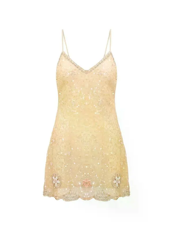 LoveShackFancy Mini Sequin-embellished Floral-patch Dress