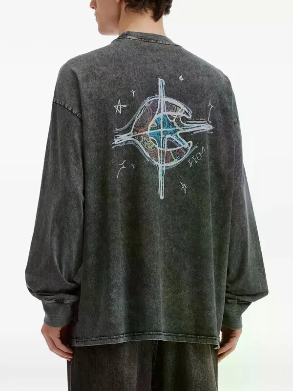 FIVE CM Acid-wash Logo-print T-shirt