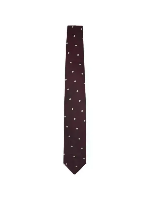 LARDINI Polka-dot Silk Neck Tie - Red