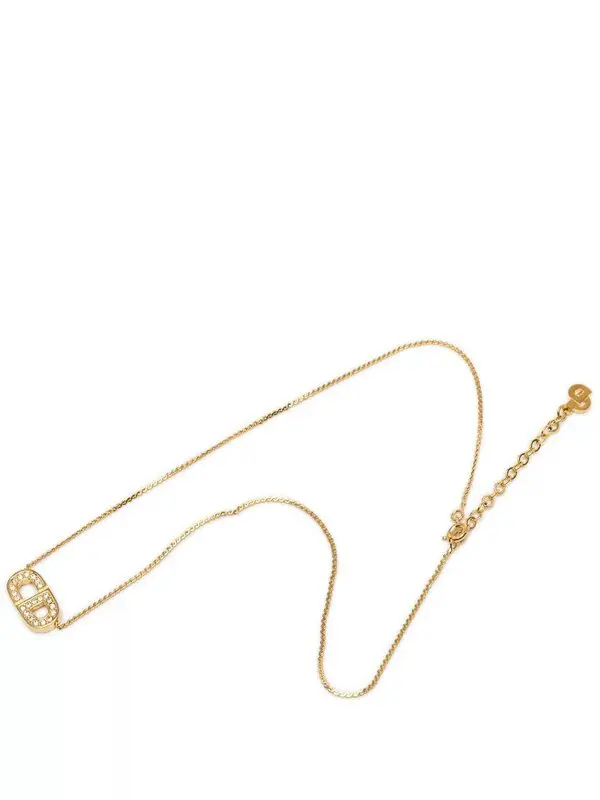 Dior 20th Century Plated Strass Cd Logo Pendant Necklace Costume Necklace - Gold