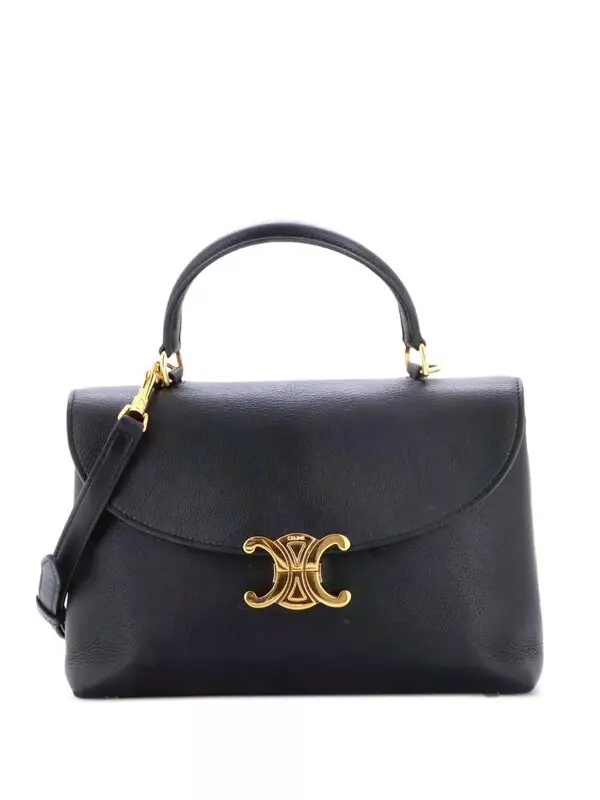 Celine Nino Top Handle Bag Leather Medium Satchel - Black