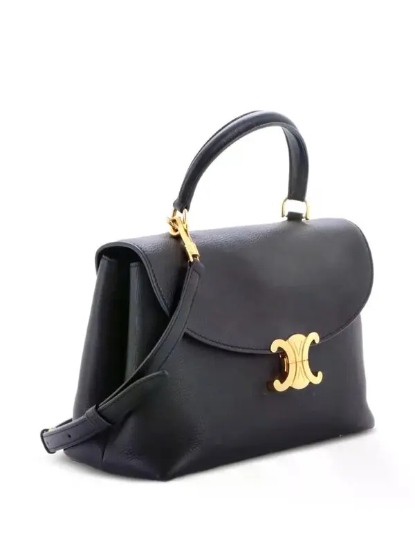 Celine Nino Top Handle Bag Leather Medium Satchel - Black
