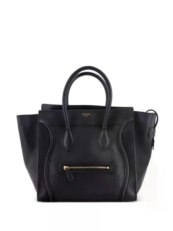 Celine Luggage Bag Smooth Leather Mini Tote - Black