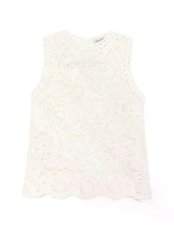 SEMICOUTURE Lace Sleeveless Top - Neutrals