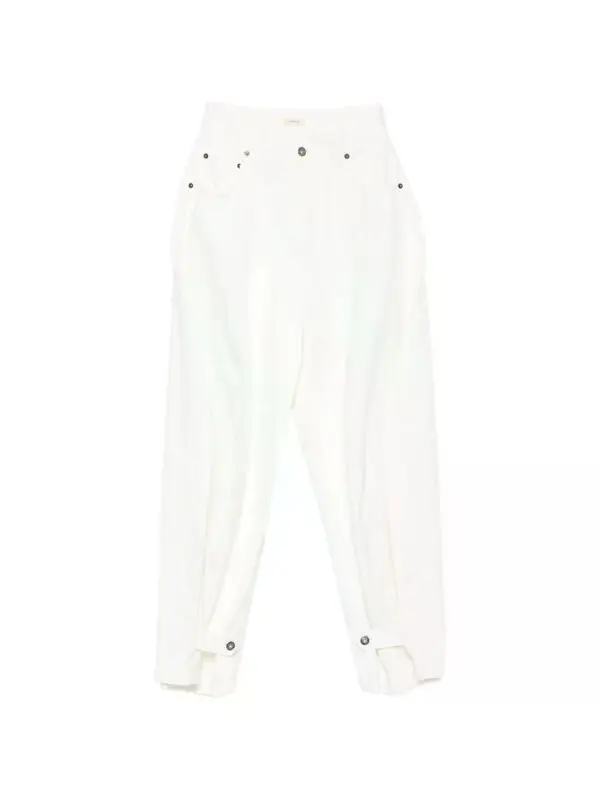 LAMRONS Cotton Pleated Jeans With Button Cuffs