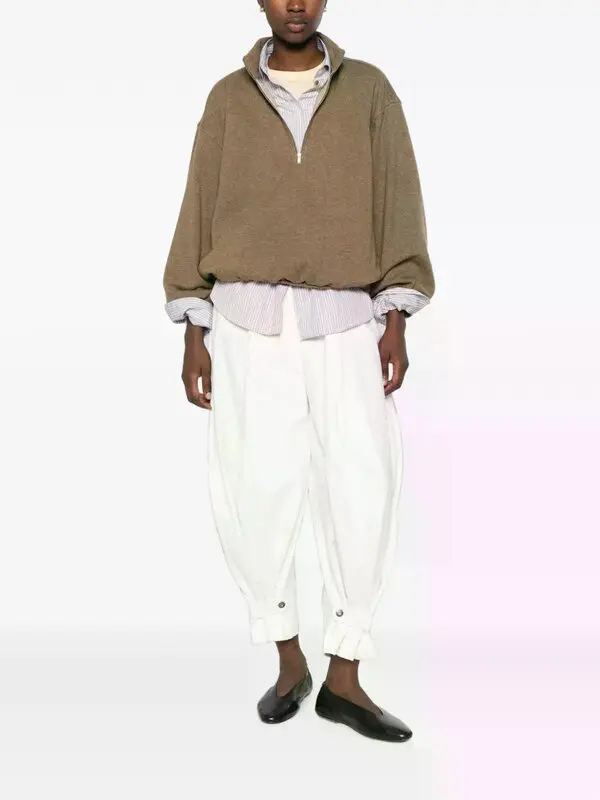 LAMRONS Cotton Pleated Jeans With Button Cuffs