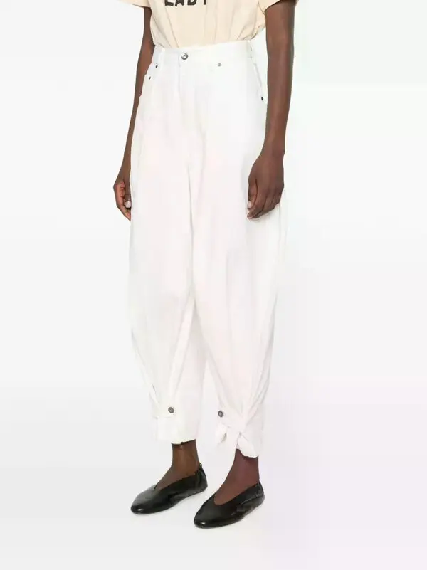 LAMRONS Cotton Pleated Jeans With Button Cuffs