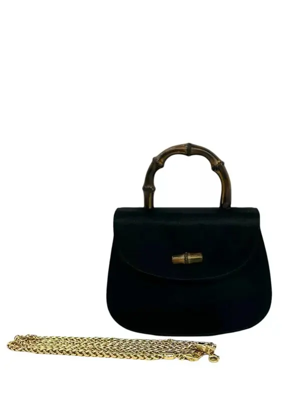 Gucci 2000-2015 Mini Satin Bamboo Night Satchel - Black