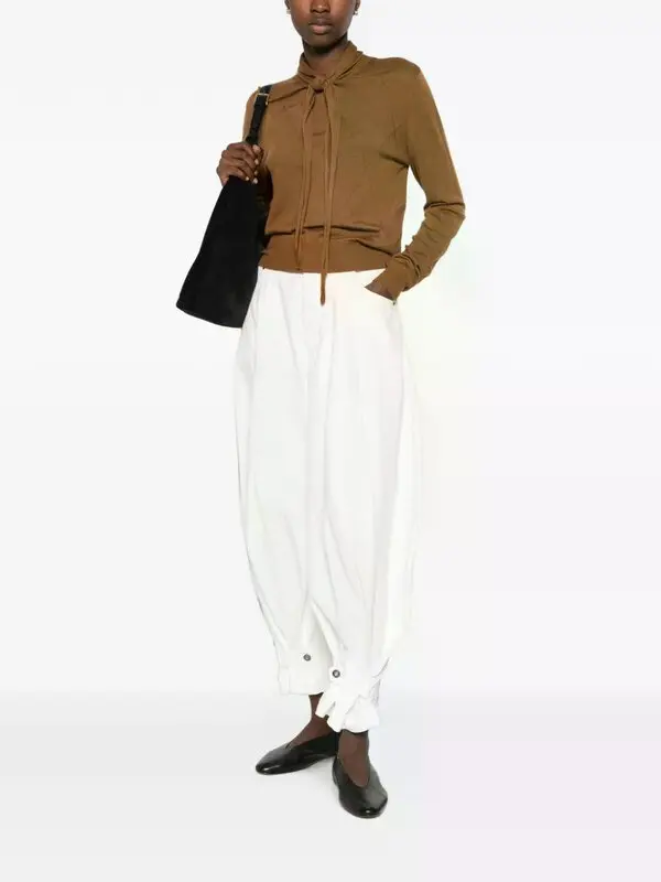 LAMRONS Pussy-bow Pointelle-knit Sweater