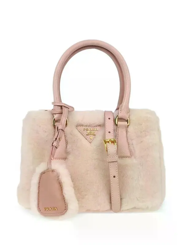 Prada 1990-2000s Mini Galleria Shearling Tote Bag - Pink
