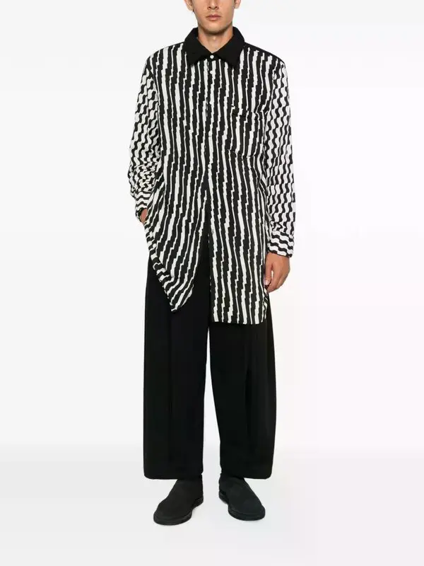 Comme Des Garçons Abstract-print Long-line Shirt