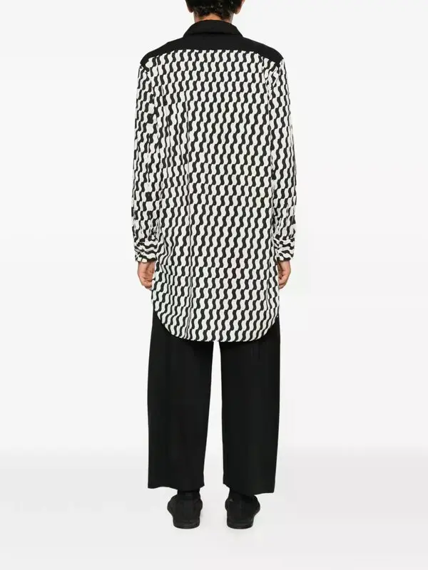 Comme Des Garçons Abstract-print Long-line Shirt