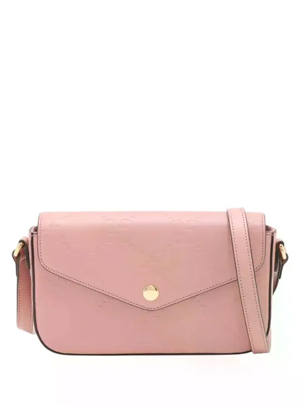 Gucci 2000-2015 Super Mini Gg Jumbo Embossed Leather Pochette Crossbody Bag - Pink