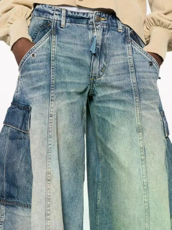 R13 Wide Leg Two-tone Cargo Pants