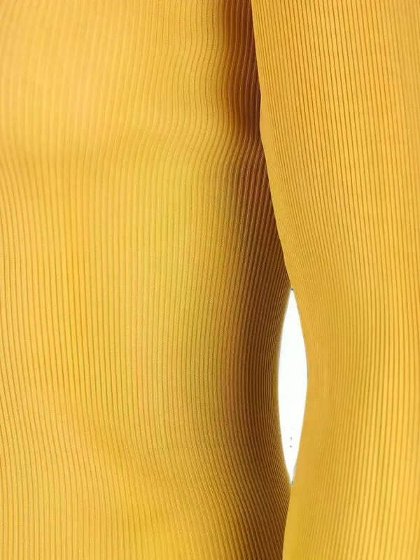 Saint Laurent Cassandre V-neck Top In Ribbed Silk