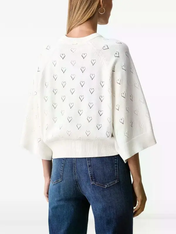 TWINSET Heart Pointelle Raglan-sleeve Sweater - White