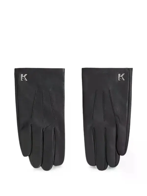 Karl Lagerfeld Logo-plaque Leather Gloves