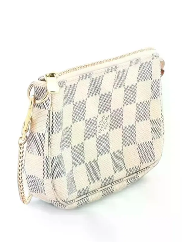 LOUIS VUITTON Pochette Accessoires Damier Mini Clutch Bag - White