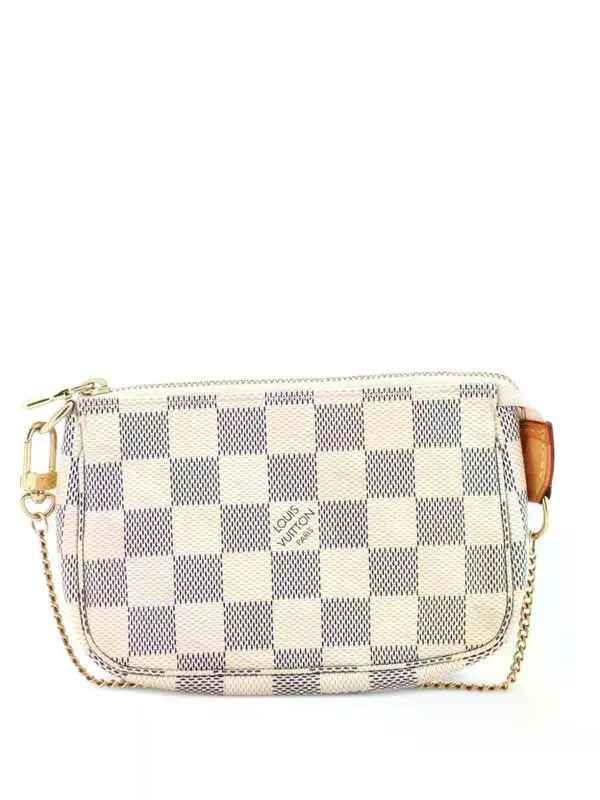 LOUIS VUITTON Pochette Accessoires Damier Mini Clutch Bag - White