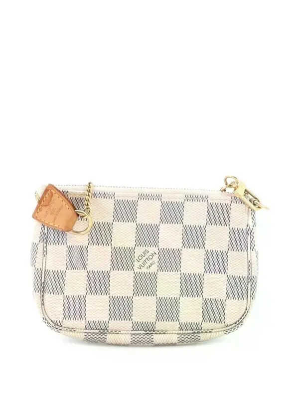 LOUIS VUITTON Pochette Accessoires Damier Mini Clutch Bag - White