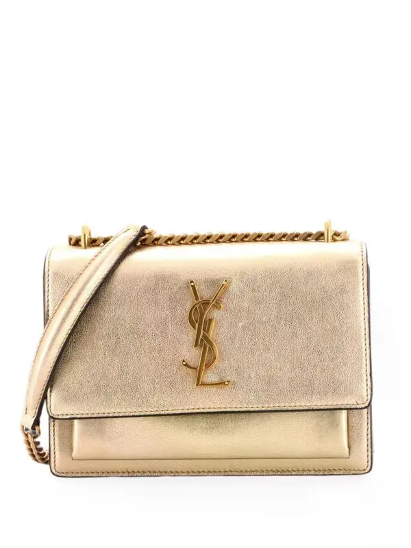 Saint Laurent Sunset Leather Small Crossbody Bag - Gold