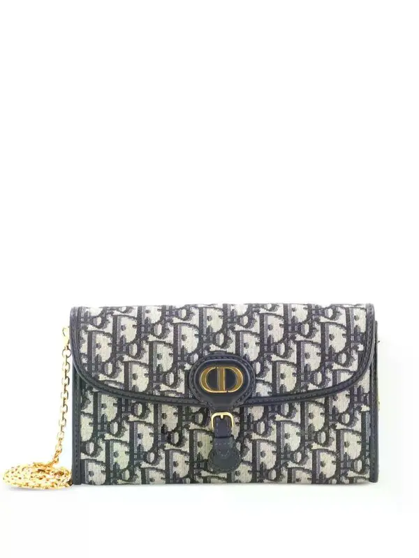 Dior Bobby Pouch With Chain Oblique Canvas East West Clutch Bag - Blue