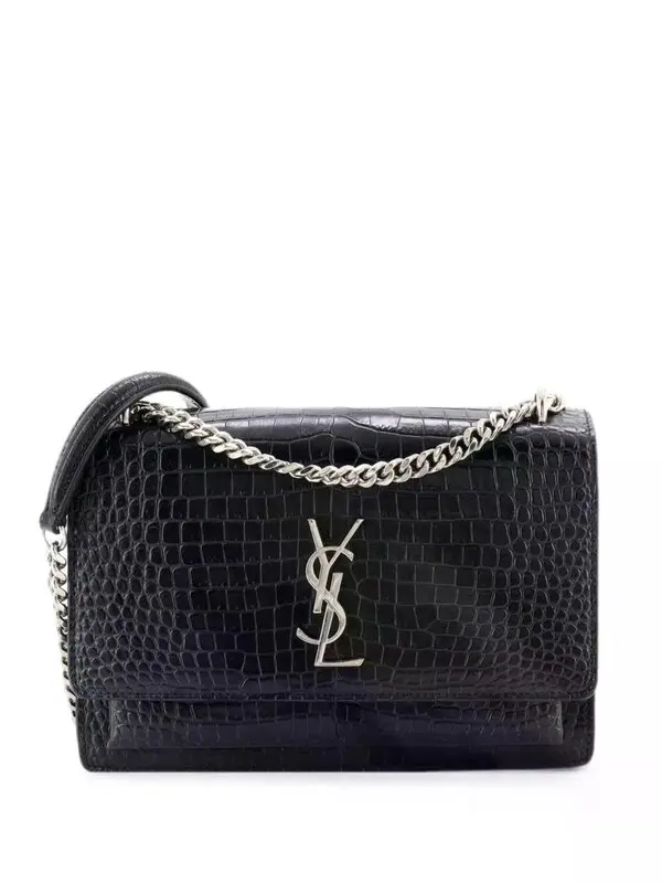 Saint Laurent Sunset Crocodile Embossed Leather Medium Crossbody Bag
