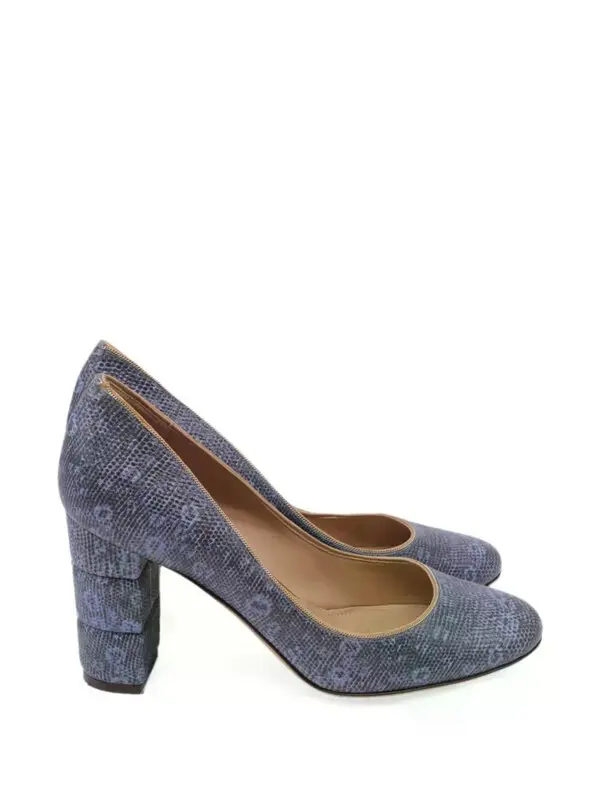 FERRAGAMO Lizard-embossed Block-heel Pumps