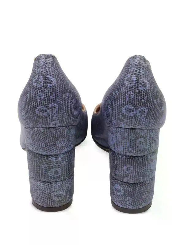FERRAGAMO Lizard-embossed Block-heel Pumps
