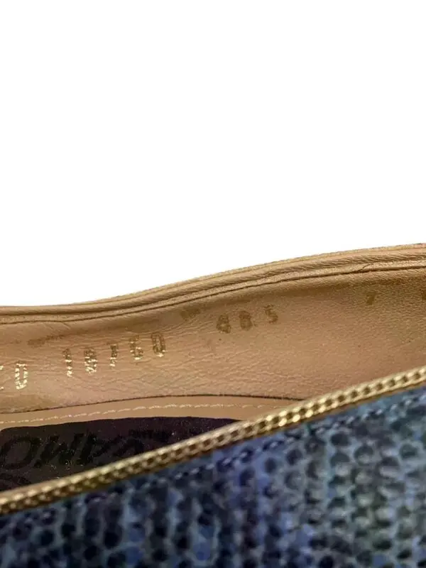 FERRAGAMO Lizard-embossed Block-heel Pumps