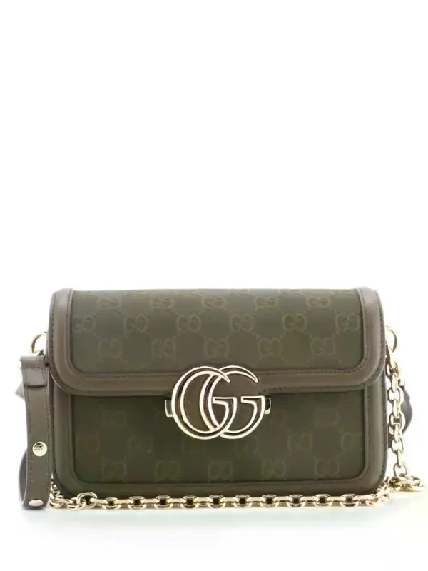 Gucci Go Gg Canvas With Leather Small Shoulder Bag - Green