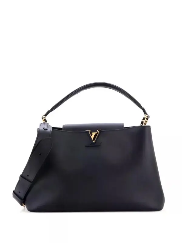 LOUIS VUITTON Capucines Souple Bag Leather Gm Satchel - Black