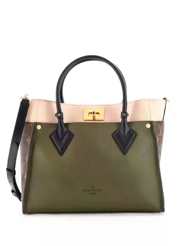 LOUIS VUITTON On My Side Leather With Monogram Canvas Mm Tote Bag