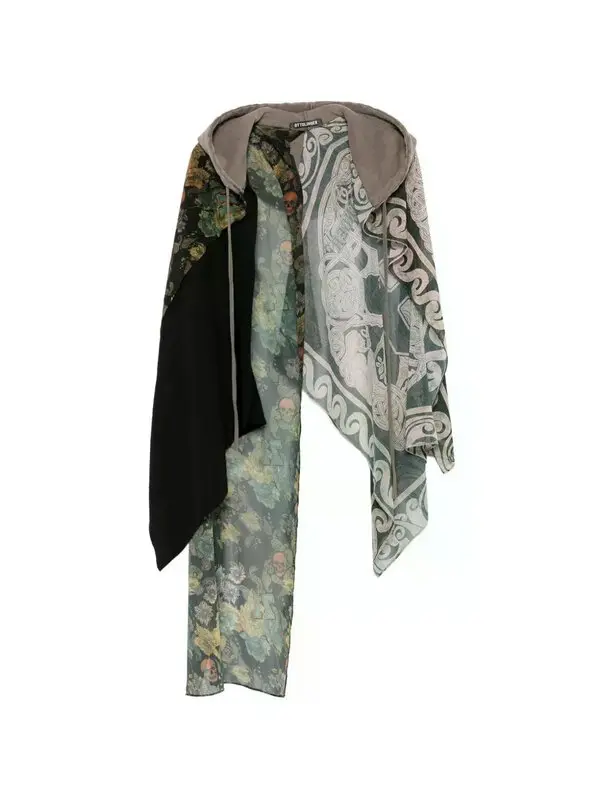 Ottolinger Floral-print Hooded Scarf - Black