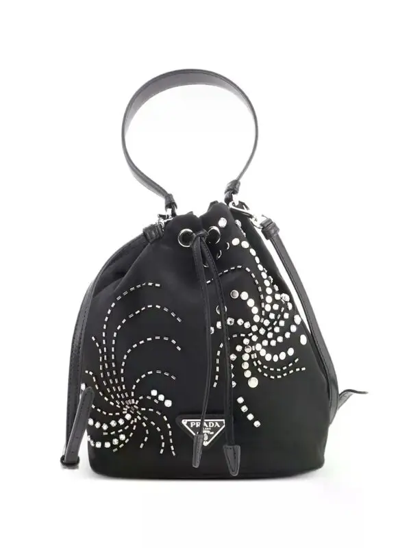 Prada Re-edition 1978 Crystal Embellished Tessuto Mini Bucket Bag