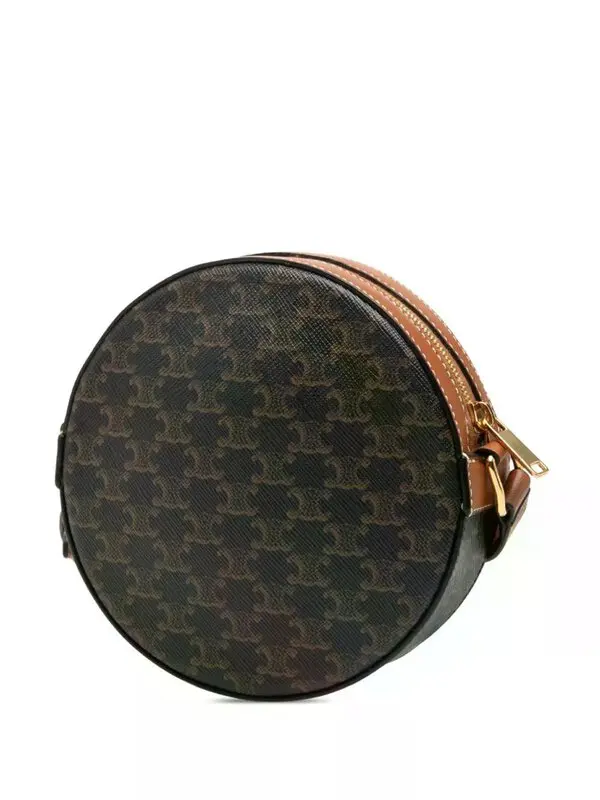 Celine 2021 Triomphe Coated Canvas Round Purse On Strap Crossbody Bag - Brown