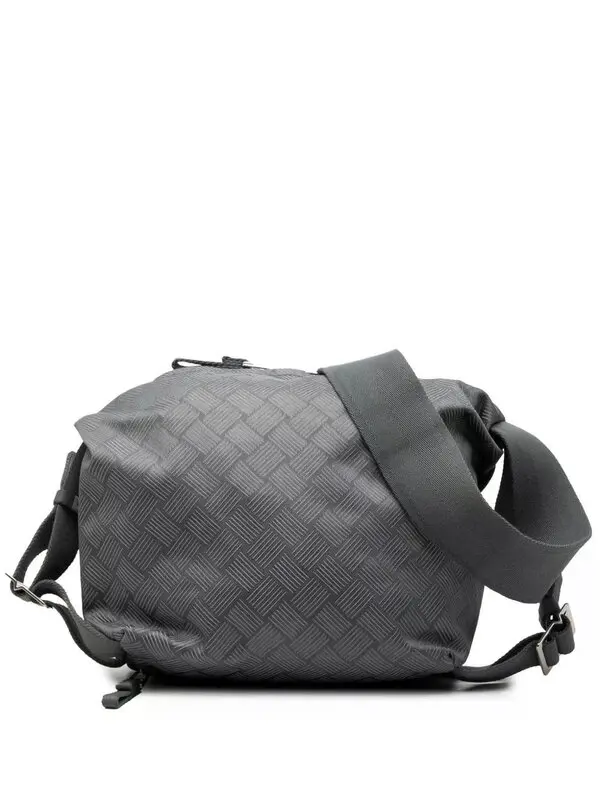 Bottega Veneta 2012-2026 Nylon Intrecciato Trekking Shoulder Bag - Grey