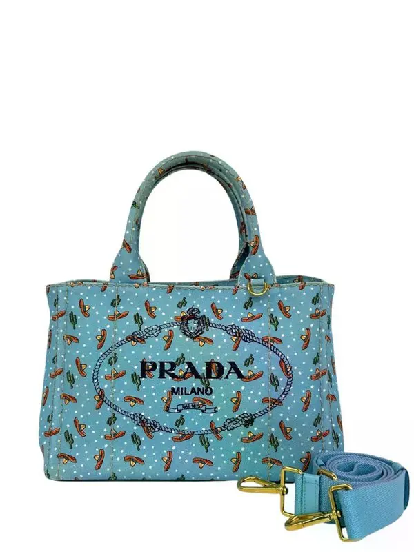 Prada Canapa Logo Sombrero Tote Satchel
