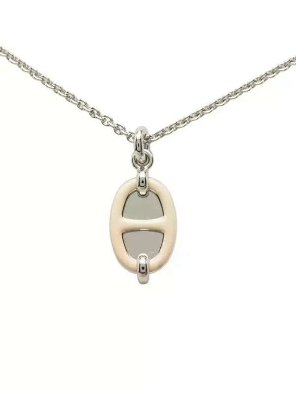 Hermès Palladium Plated Mini Maillon Pendant Necklace - Silver