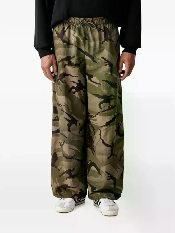 Adidas Seasonal Essentials Camo Woven Parachute Tracksuit Bottoms - Green