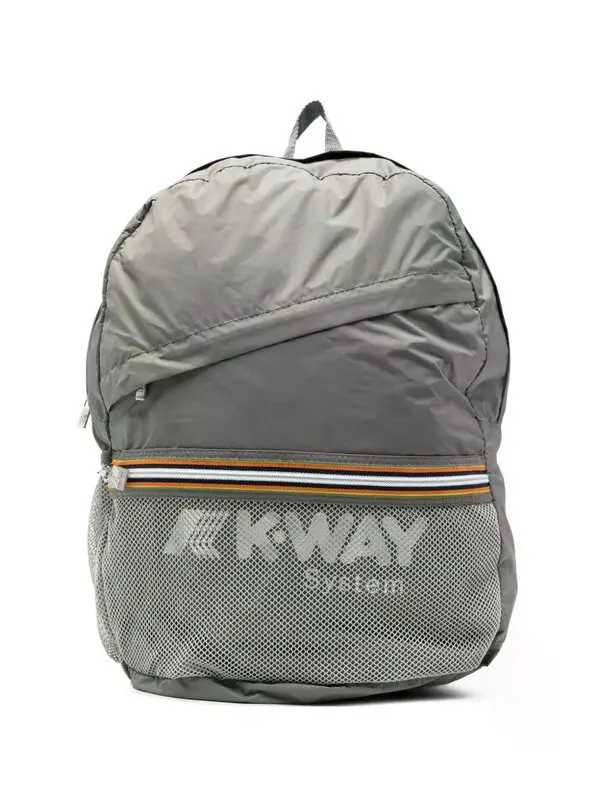 K-WAY Mesh-panel Logo-print Backpack - Grey