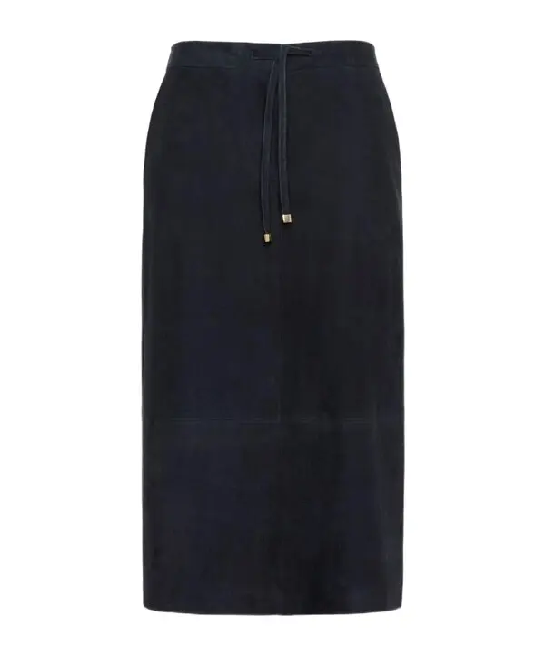 Max Mara Suede Midi Skirt Midnightblue - Midnight Blue
