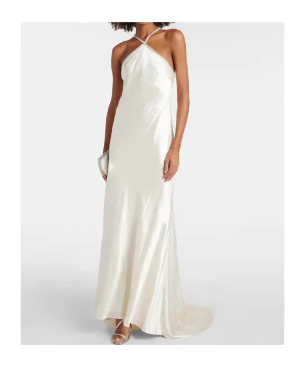 Roland Mouret Embellished Silk Satin Gown